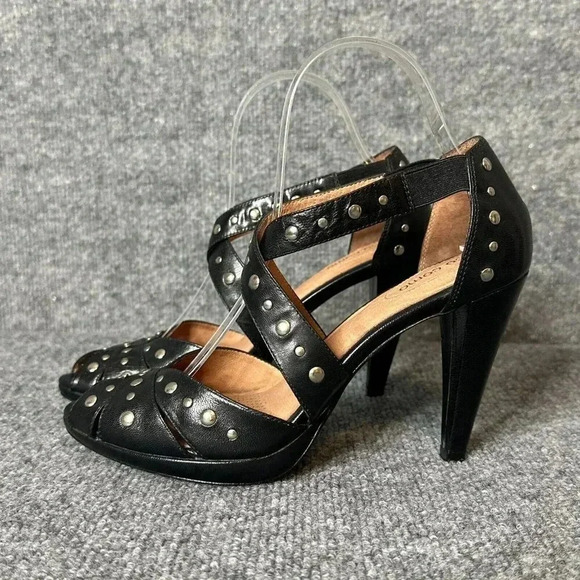 Corso Como | Shoes | Corso Como Heels Womens 85 Black Leather Studded ...